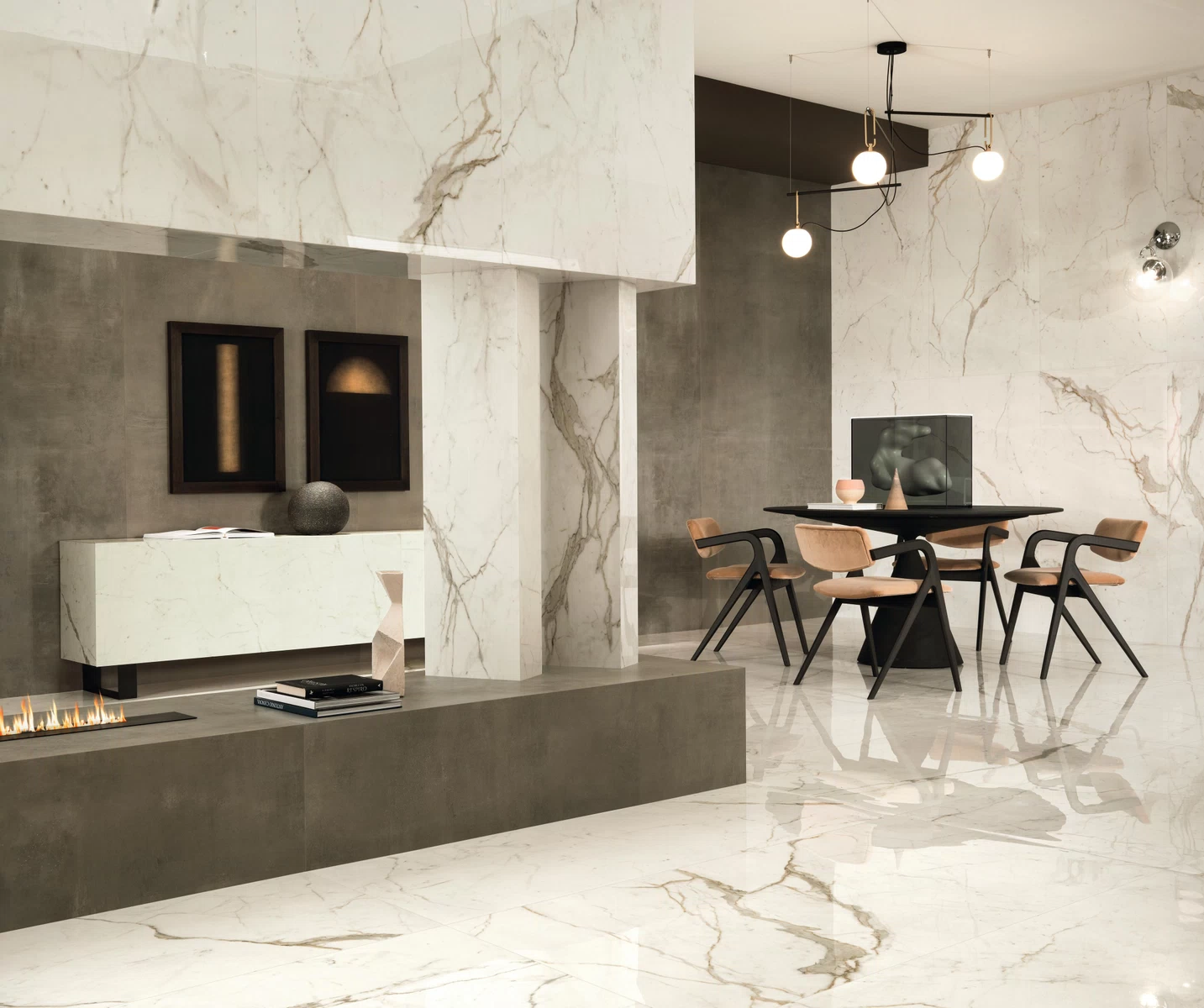 Marble-effect ceramic surfaces for interior design – Atlas Concorde