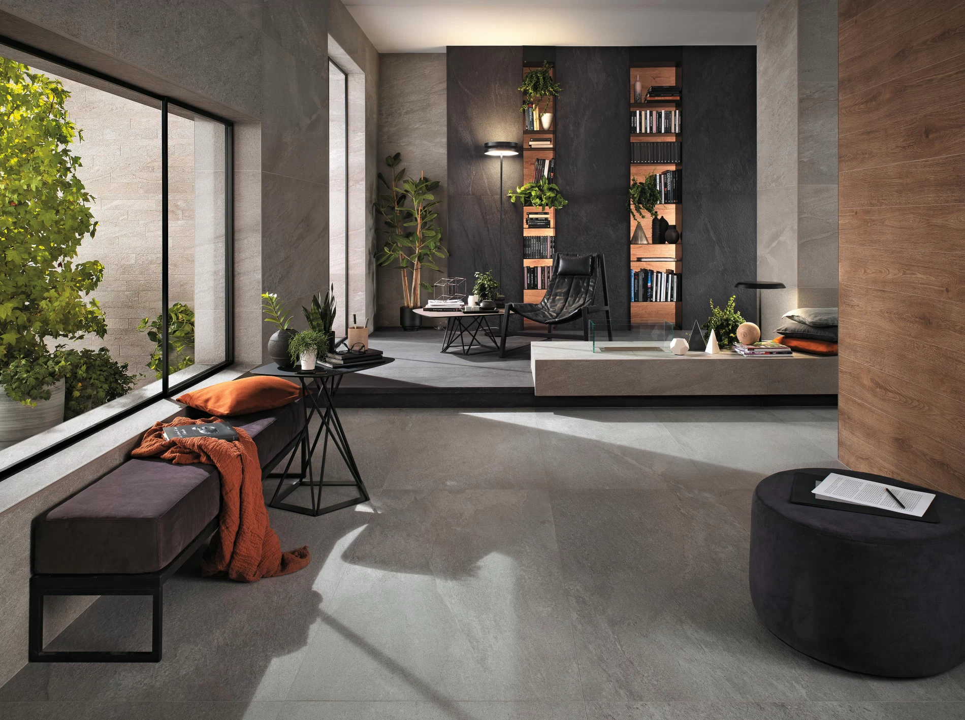 Porcelain Tile On Living Room Wall Baci Living Room