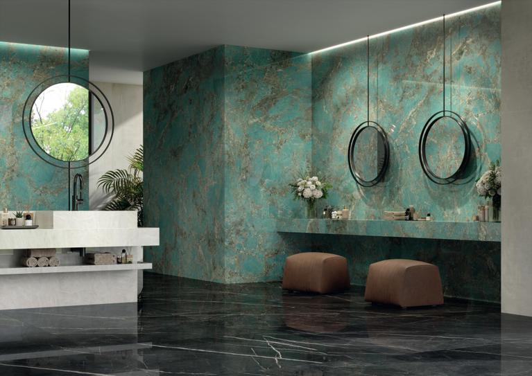 green marble effect tile